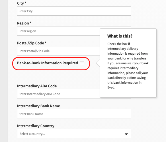 Banking Info - Supplier